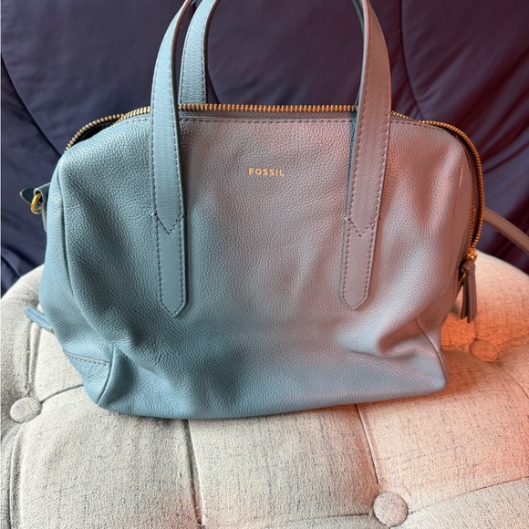 Fossil | Bags | Fossil Light Blue Leather Sydney Satchel | Poshmark